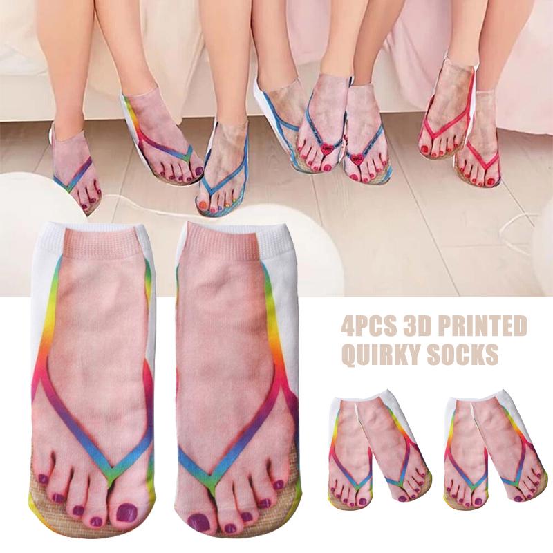 Manicure Print Socks, Flip Flop Print Socks, 3D Pattern Socks, - TikTok ...