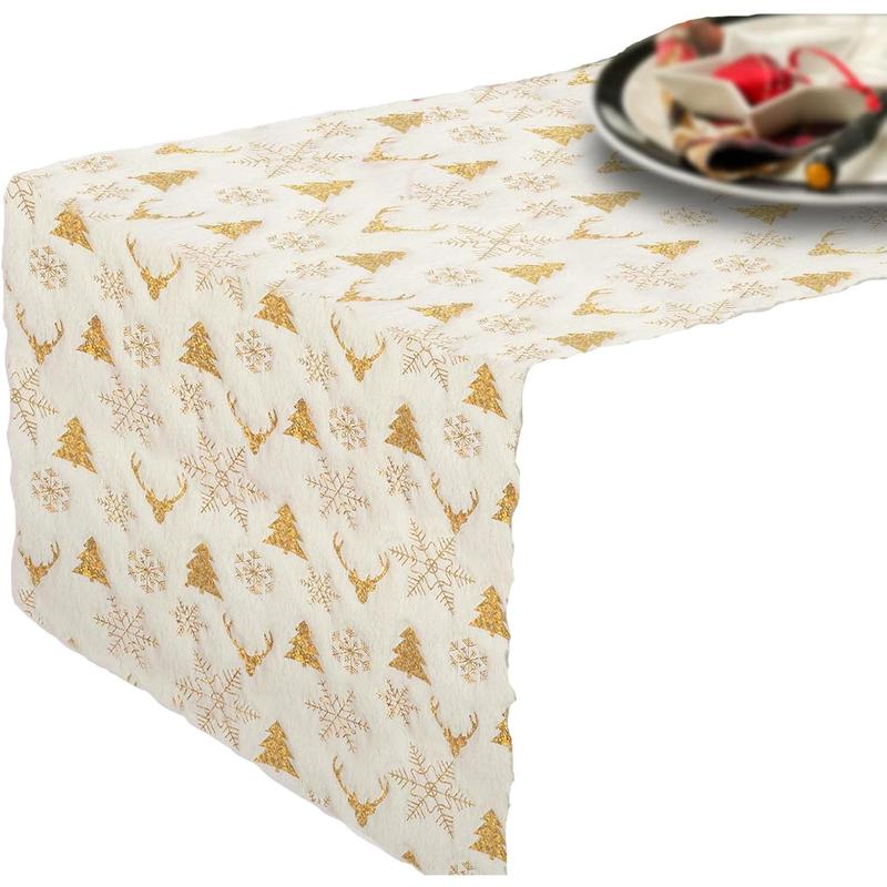 Faux Snow Table Runner,White Table Runner for Soft Luxury Winter Decor ...