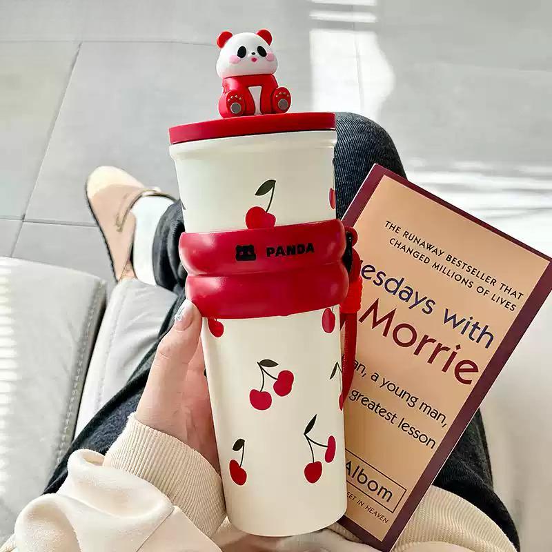 New cherry panda thermal insulation cup dust cap rope cargo car ...