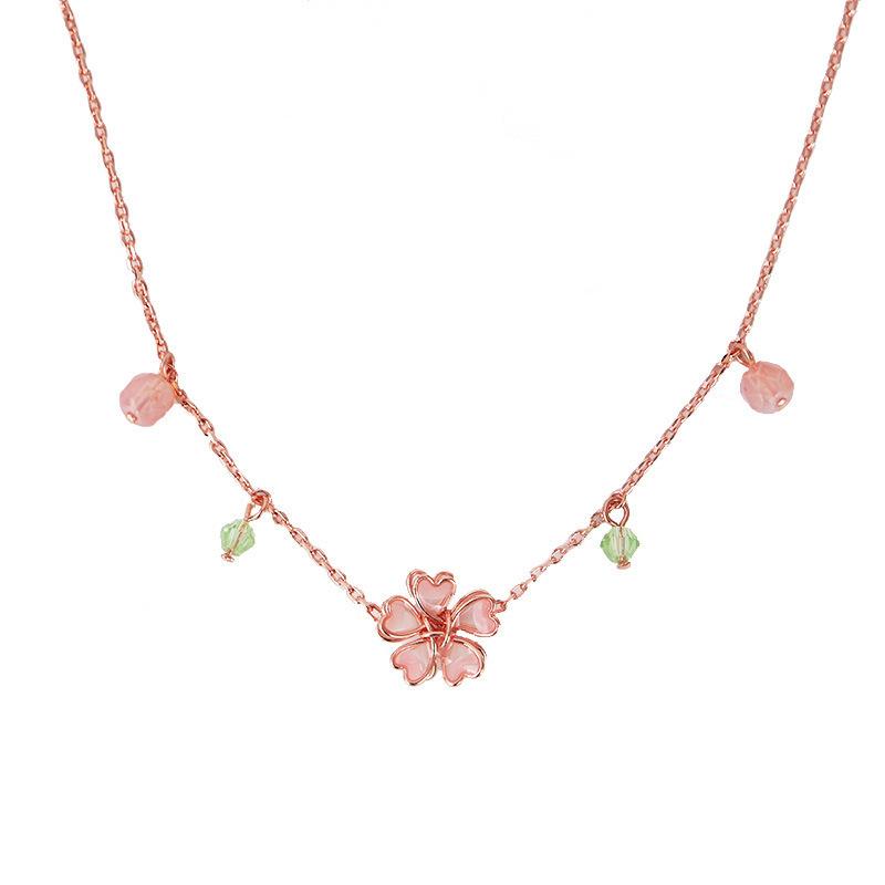Tulip Flower Necklace, Women's, Summer Sweet, Peach Blossom Pendant ...