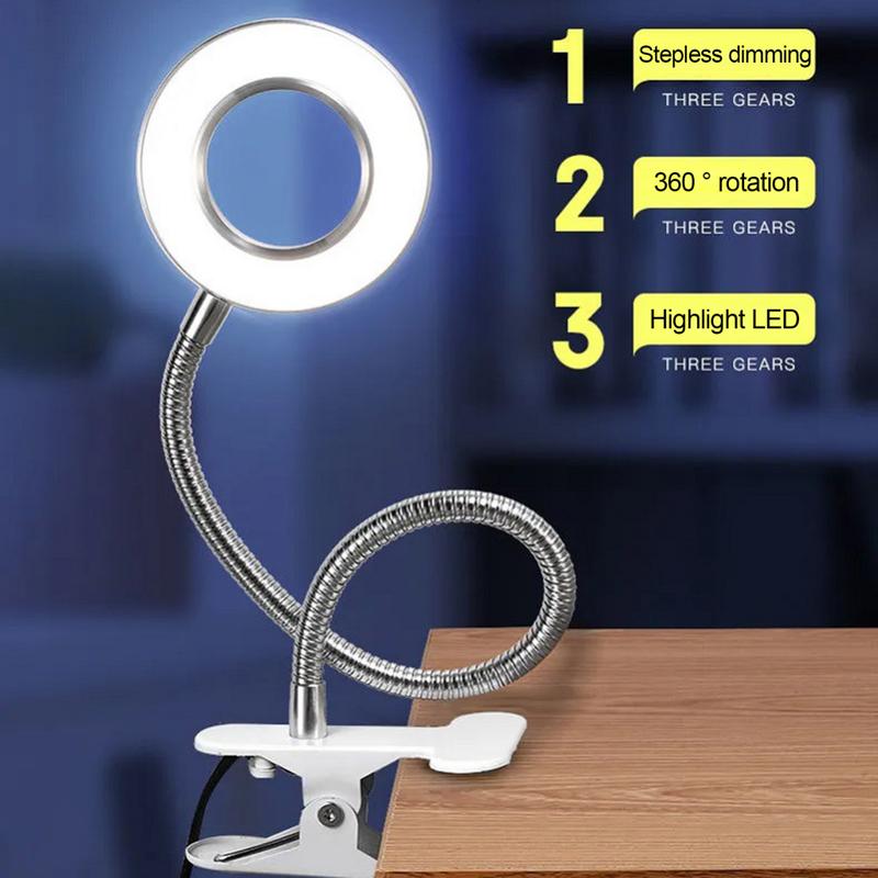 Gcfvayk Reading Light Three Gears Plastic Desk Lamp LED Clam - TikTok ...