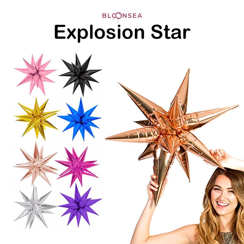 12pcs Explosion Star Foil Balloon 12 Point Cone Spike Mylar Water ...