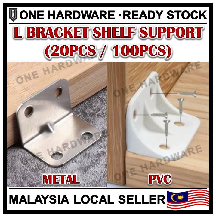Metal / PVC - L Shape Bracket Shelf Corner 90 Degree Right Angle ...