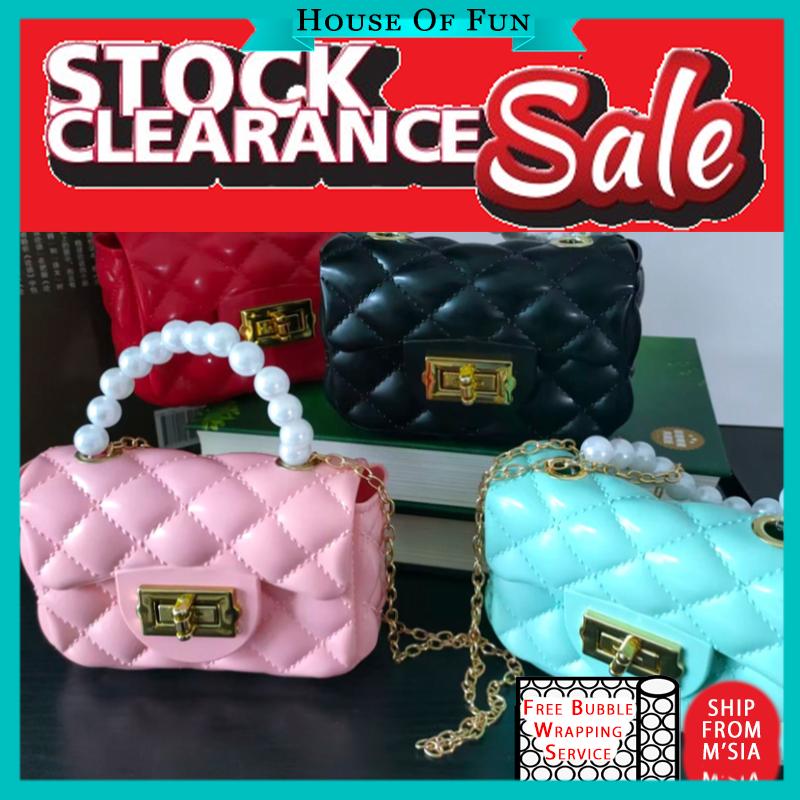 Beg Tangan Kanak-Kanak Rantai Mutiara Beg Sling Segi Empat Mini Jelly ...