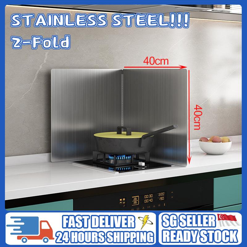 【SHIP FROM SG】2 Sided Stainless Steel Foldable Oil Board Nonstick ...