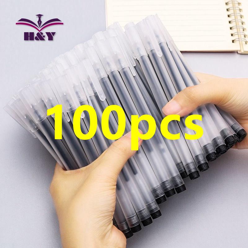 Set Ballpen, 100 pcs, Gaya Muji, Pen Gel, Pen Bola Hitam, dengan ...