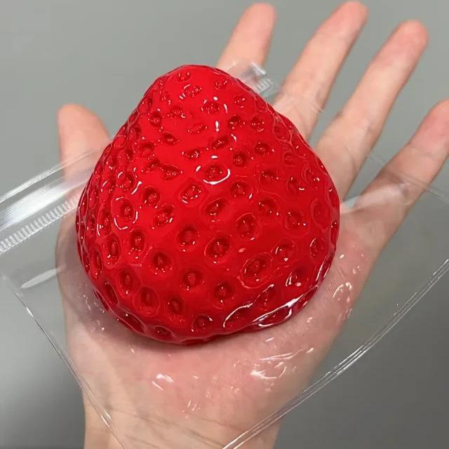 Hot selling solid snow covered strawberry pinching toy with soft ...