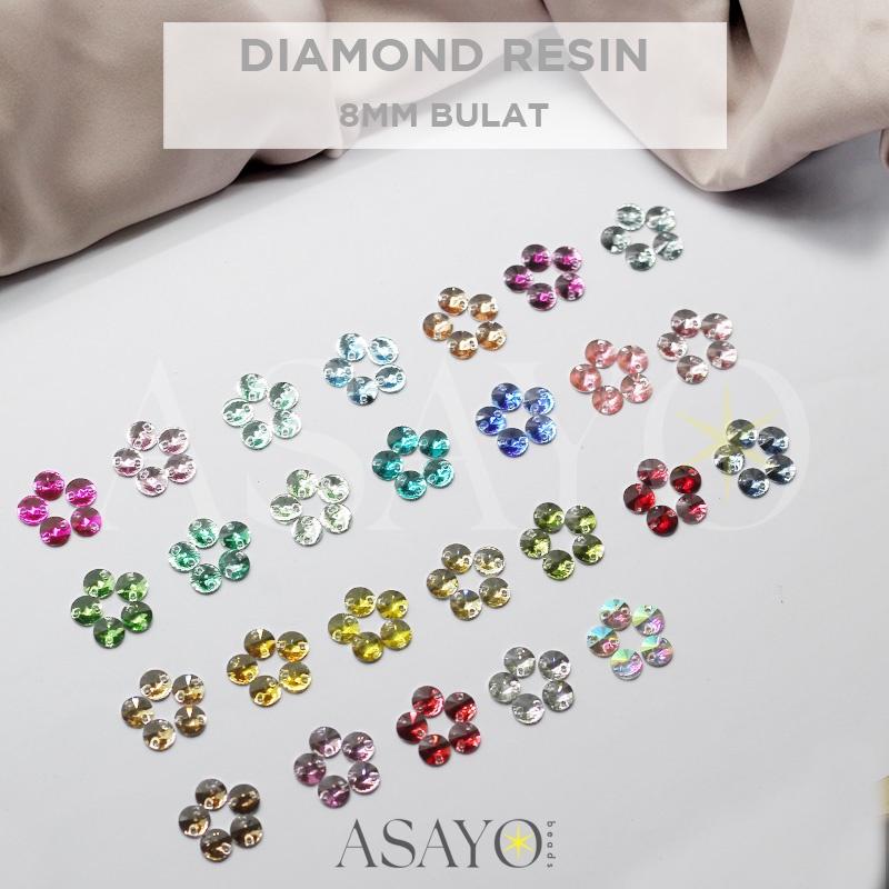 Diamond Resin 8mm Bulat Banyak Warna Round, 1bungkus(100pcs) - Shop ...