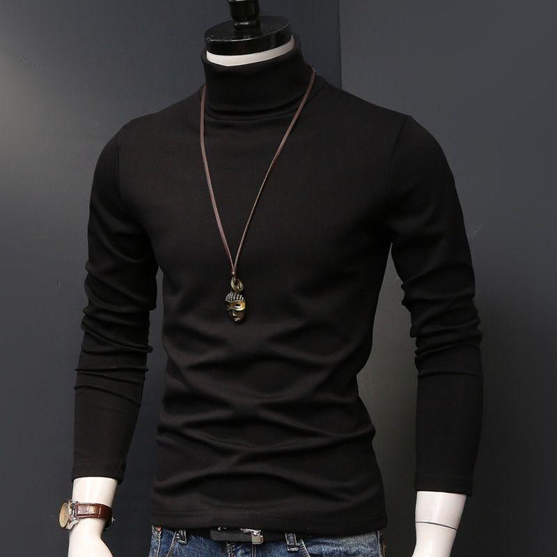 Kemeja Lapisan Asas Turtleneck, Kemeja-T Lengan Panjang Lelaki ...
