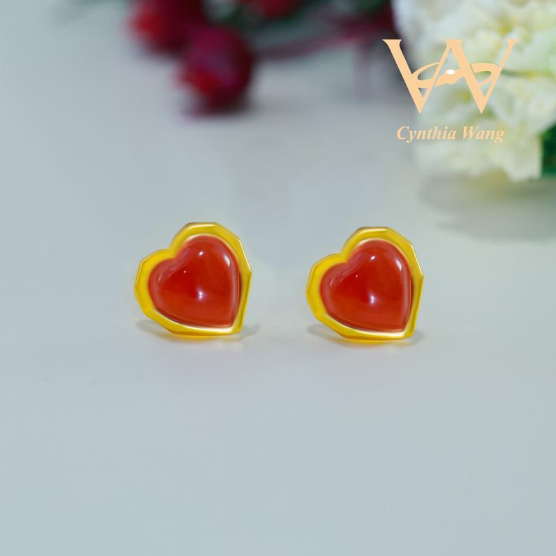 2746】Cynthia Wang 'Lovely Heart' Ear Studs Earrings 6*6mm CA - TikTok Shop Singapore