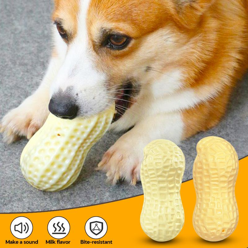Dog Chewing Toy Screaming Rubber Peanut Grinding Teeth Cleaning ...