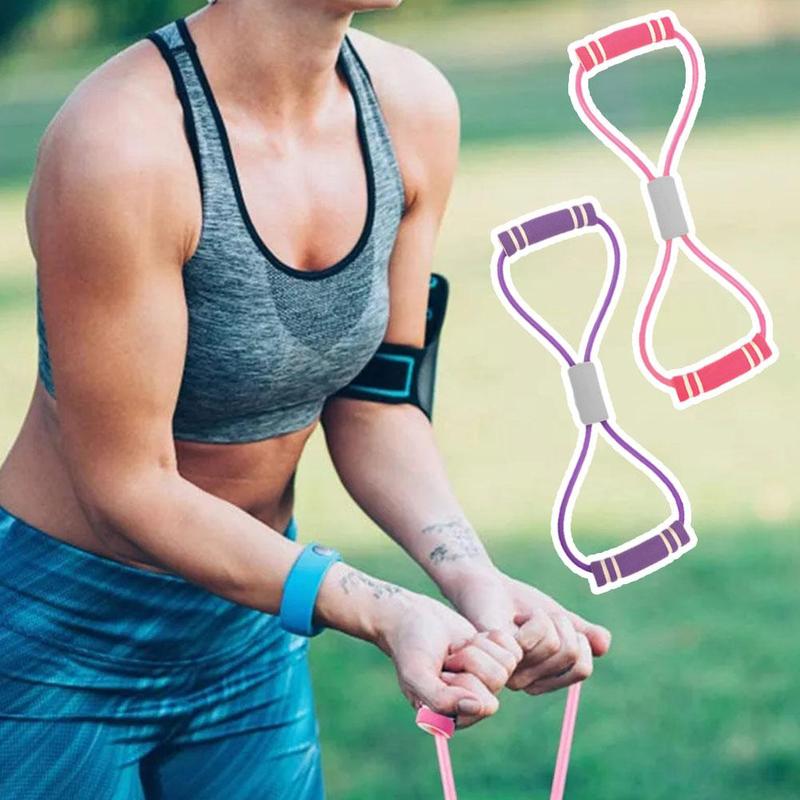 Yoga Elastic 8 Shape Resistance Band Rope Rubber Chest Expander ...