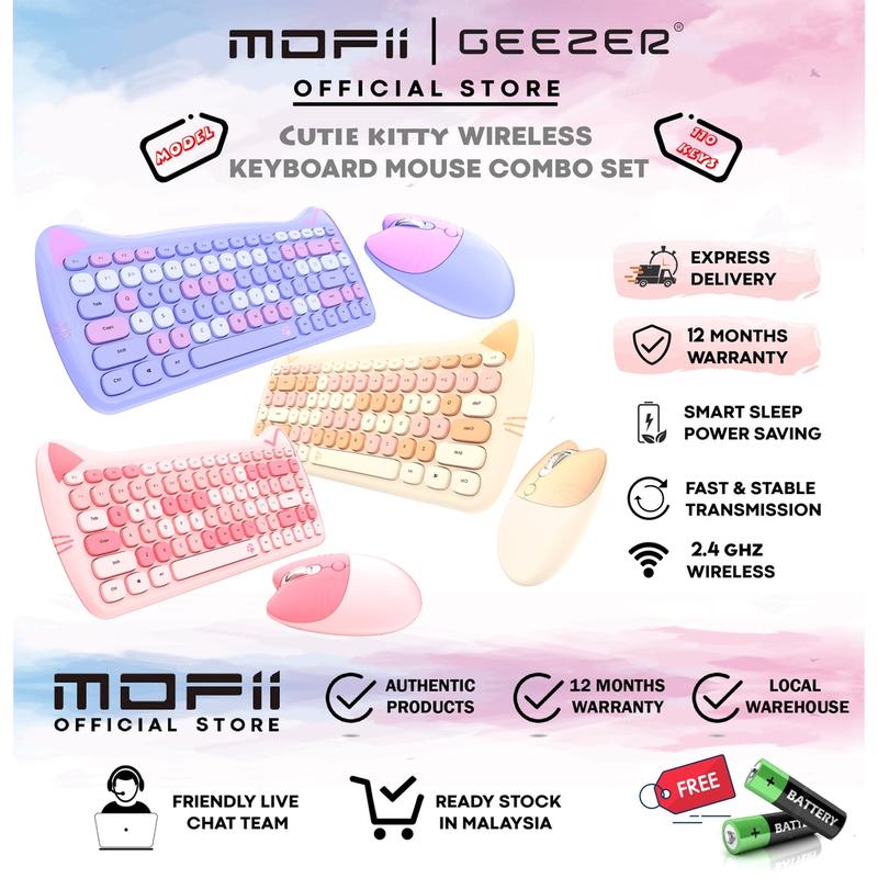 Mofii Geezer Cute Cat 2.4G Wireless Keyboard Mouse Set Blac - TikTok ...