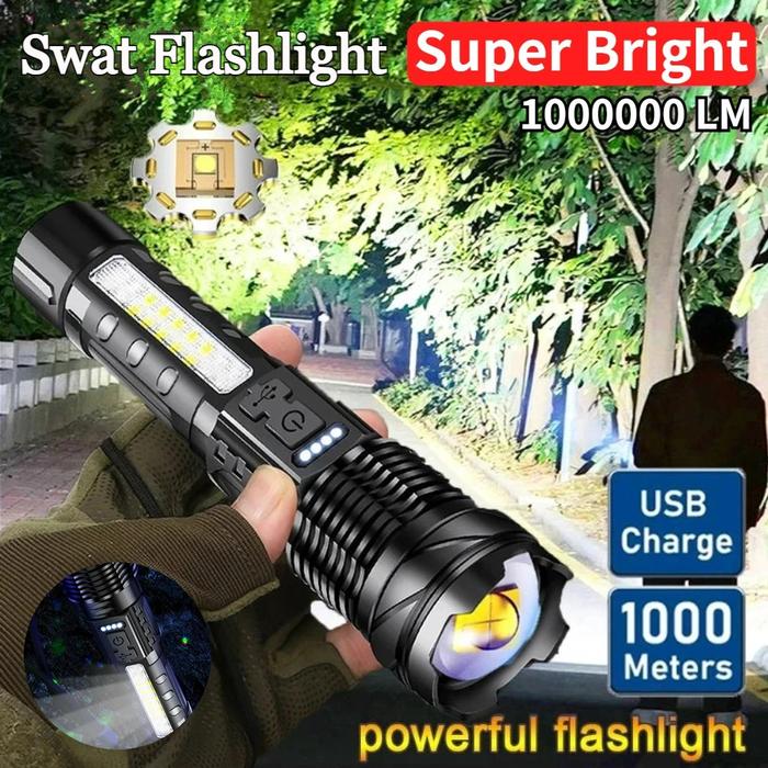Jual Senter Swat Led Super Terang / Senter COB Charge Outdoor ...