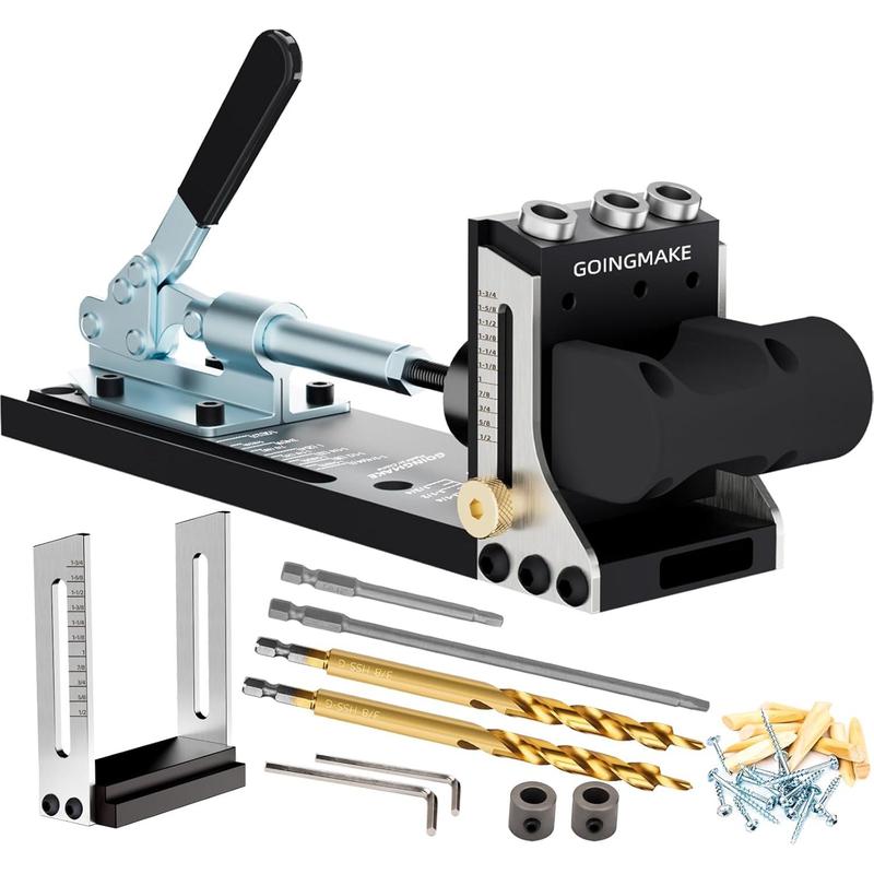 All-Metal Pocket Hole Jig Kit with Quick Clamp & Dust Collection – 3 ...