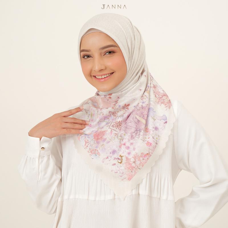 JANNA The Peony Series Hijab Motif Lasercut Segiempat Premium - Shop ...
