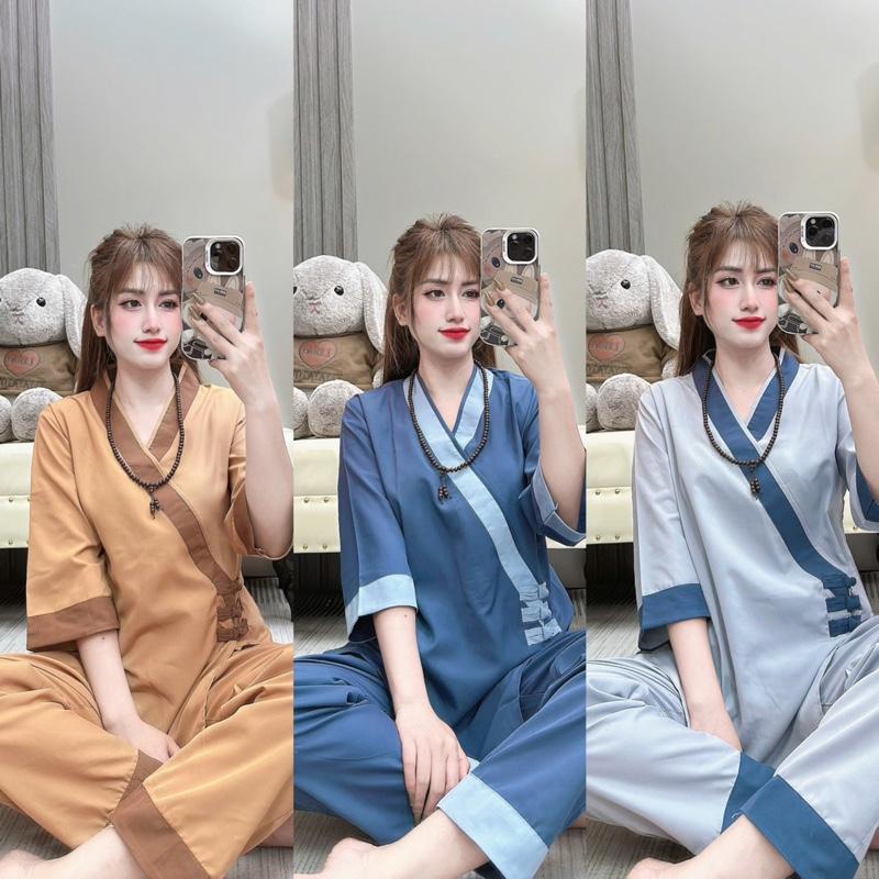 Bộ Lam Đi Chùa Ba Nút Chất KaTe Đủ Size 40-70kg - TikTok Shop Vietnam