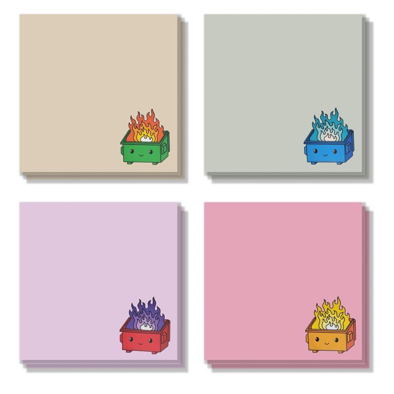 Dumpster Fire Sticky Note, 4 Counts/set Cartoon Sticky Note, - TikTok Shop