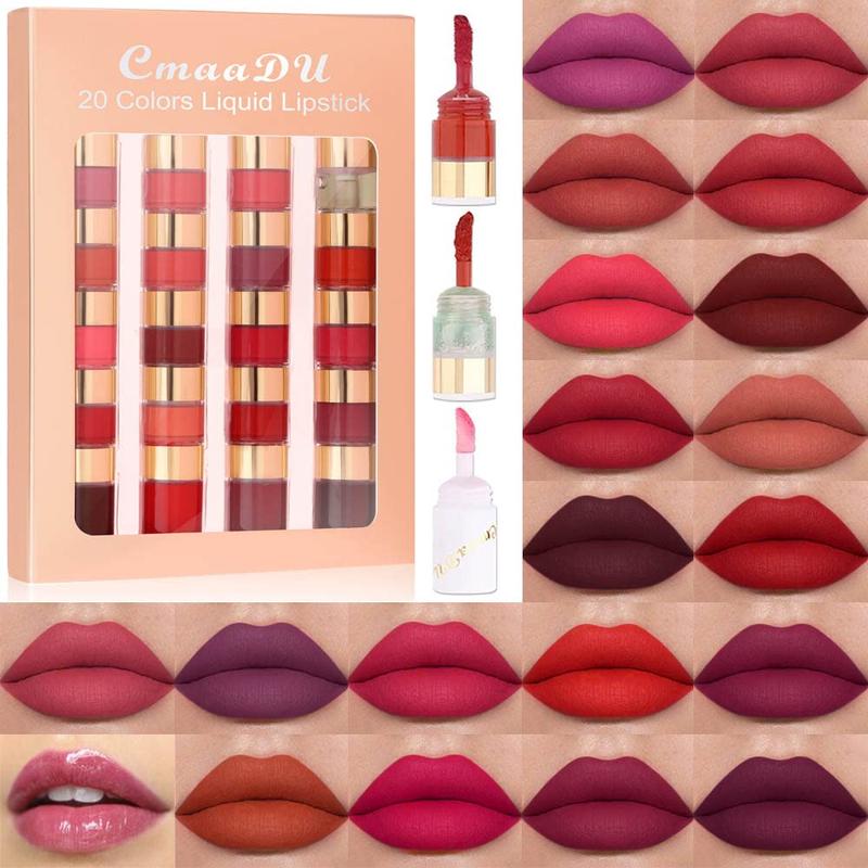 20 Colors Liquid Lipstick Set, Lip Stain Packs for Dark Skin Women,Dark ...