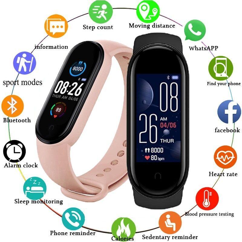Jam Tangan Pintar, M5, Skrin Warna, Kiraan Langkah, Mod Berbilang ...