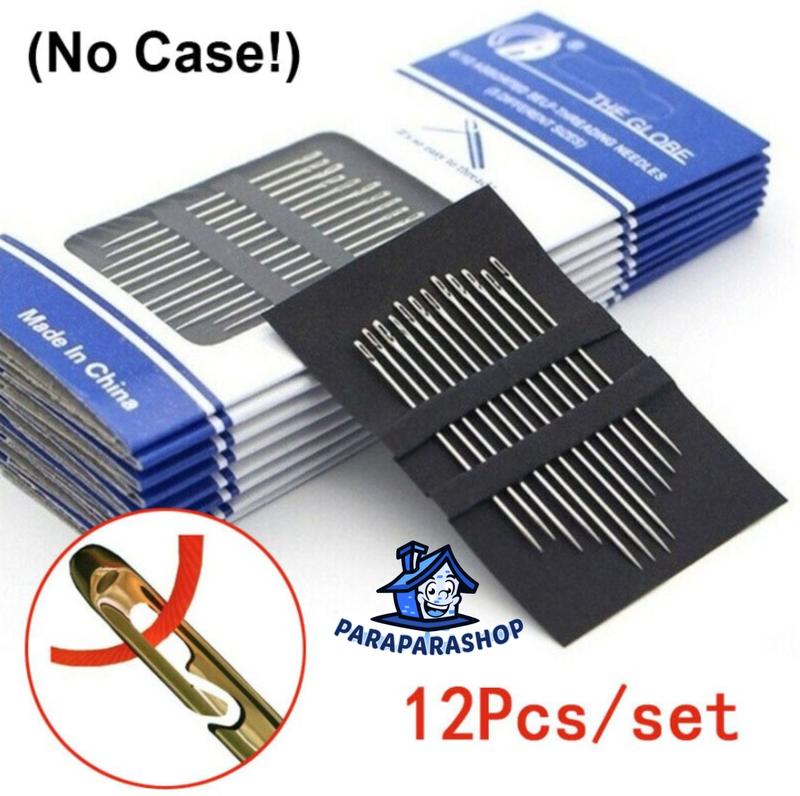 12pcs/set Blind Needles Gold Tail Multi-size Side Opening Stainless ...