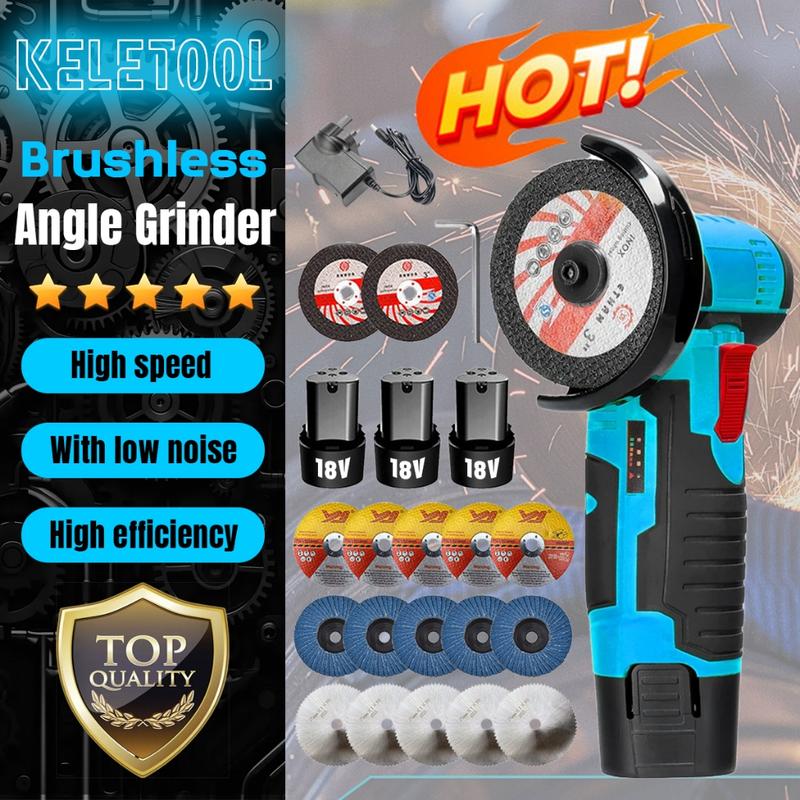 18V Rechargeable Brushless Angle Grinder Cordless Electric Cutter ...