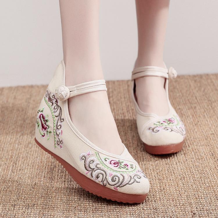 Trendy Single Shoe with Beef Tendon Slope Heel and Embroidered - TikTok ...