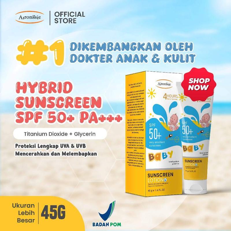 Sunscreen Airongsie Bayi & Anak SPF 50+ PA+++ UVA UVB 4 Jam Waterproof ...