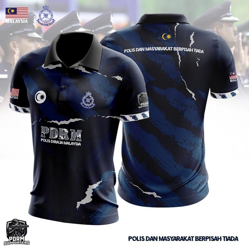 Kemeja Polo 3D, Edisi MALAYSIA Penyokong PDRM, Boleh Disesuaikan ...