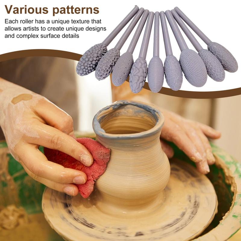 Faconbe- Clay Texture Tool Set Craft Texture Rollers 9-piece - TikTok ...