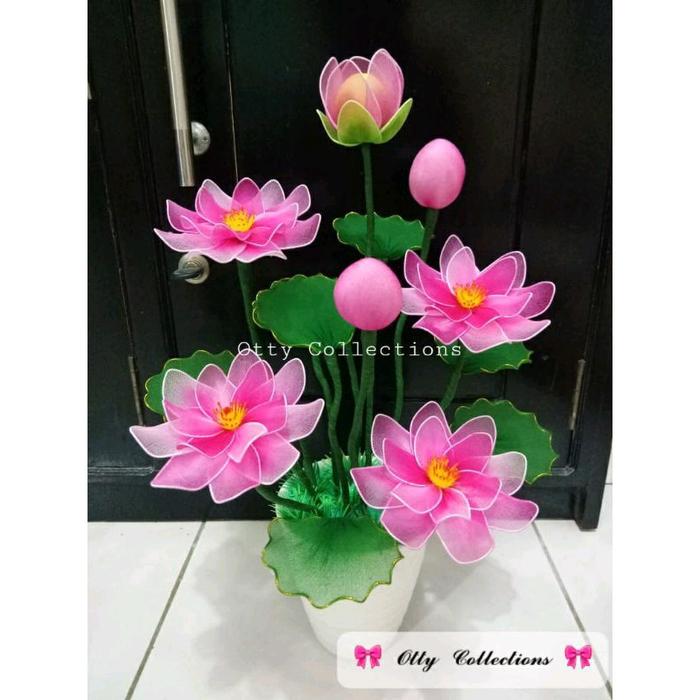 Jual Bunga Teratai Warna Pink / Bunga Hias / Artifisial Bunga dari kain ...