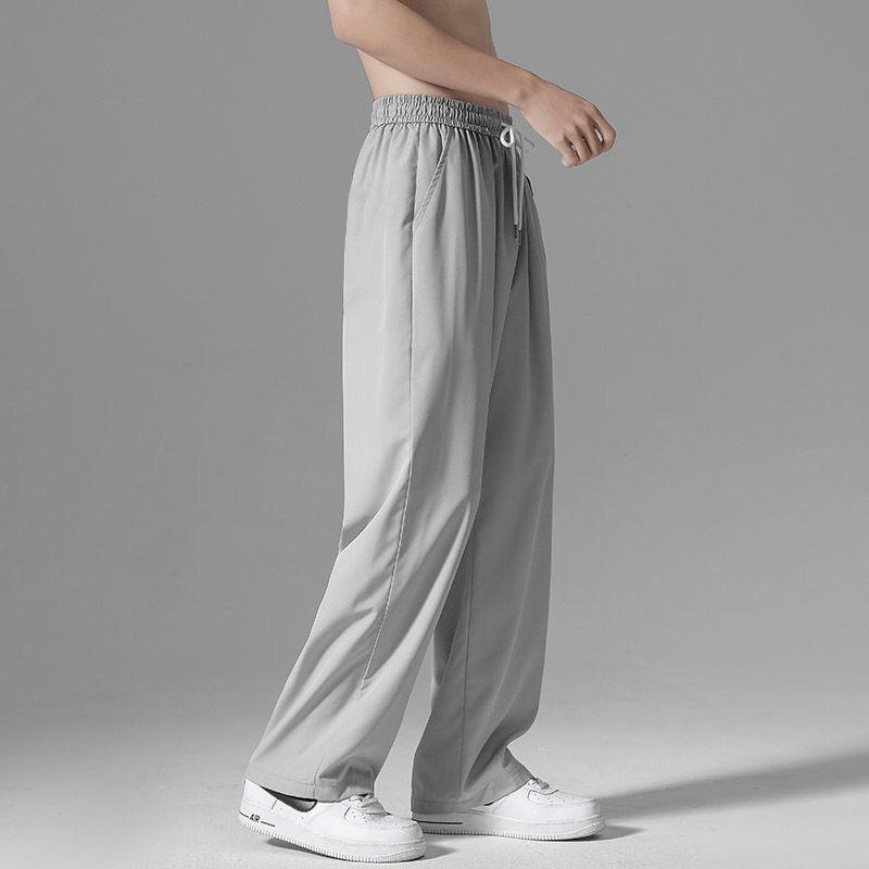 Summer Thin Ice Silk Pants Men's Straight-Leg Pants Boys Trend - TikTok ...