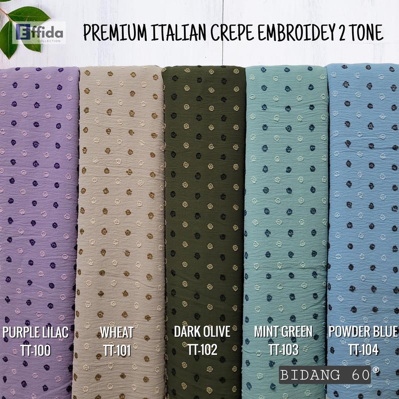 Kain Pasang 2 Tone Embroidery Premium Italian Crepe Dwitone (Harga ...