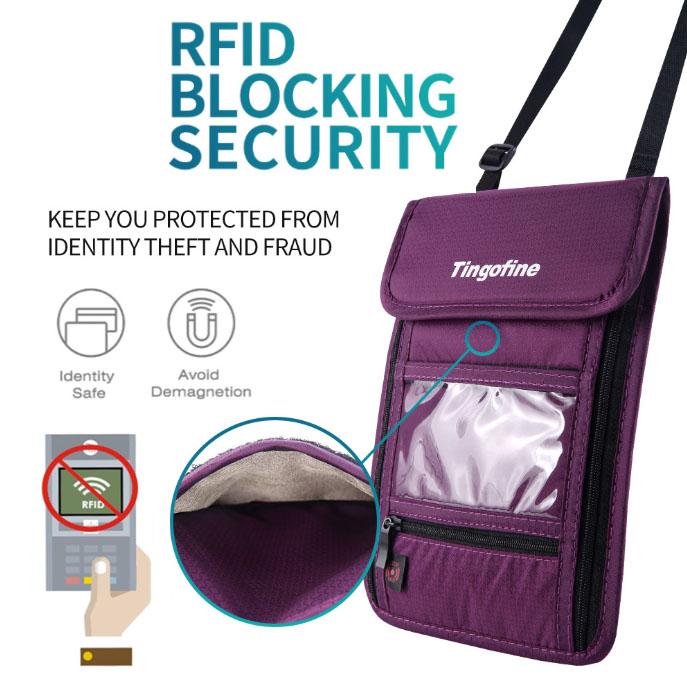 RFID Blocking Passport Card Holder Neck Stash Pouch Security Travel ...
