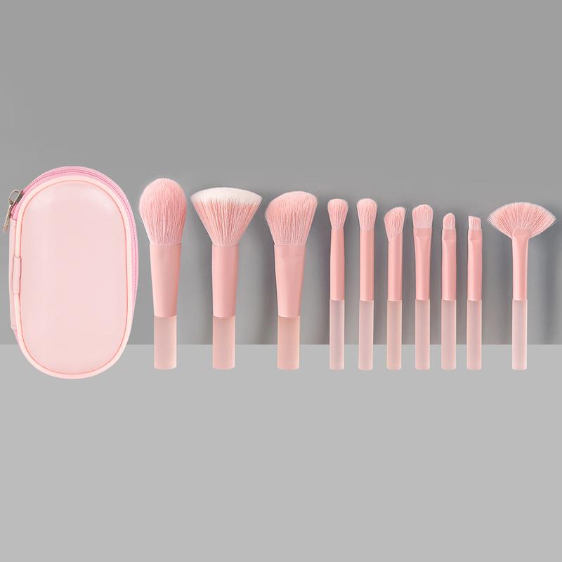 10-piece set of short-handled full-pink makeup brushes with - TikTok ...
