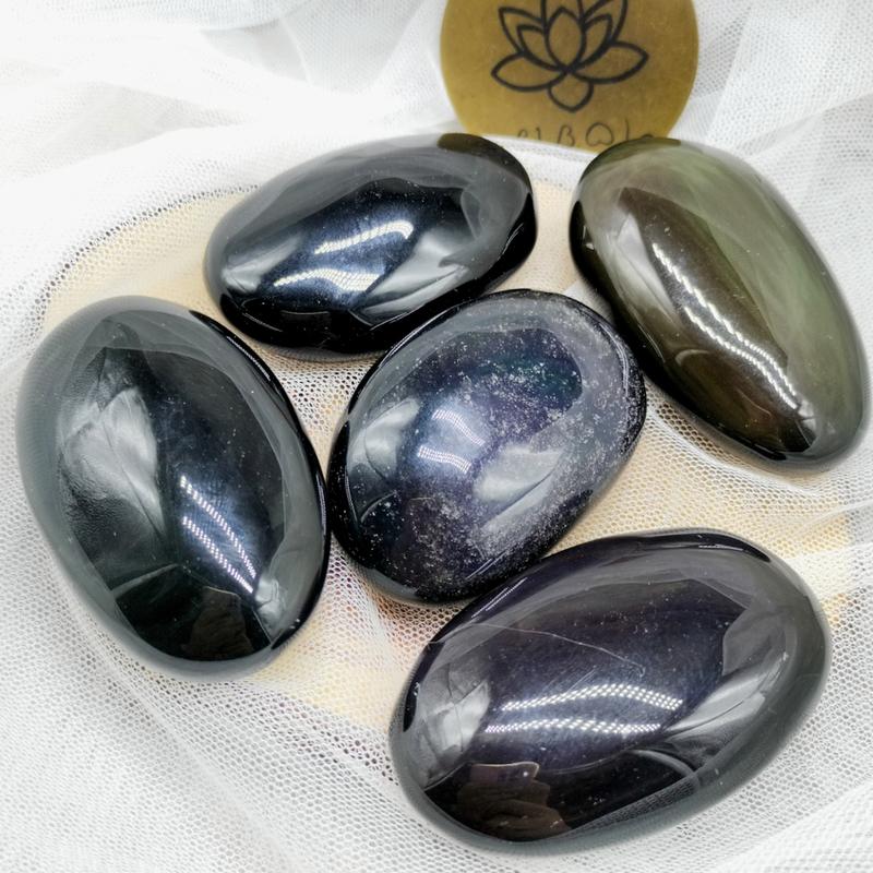 Black Obsidian Palm Stone (Protection, Grounding) Obsidian Crystal ...