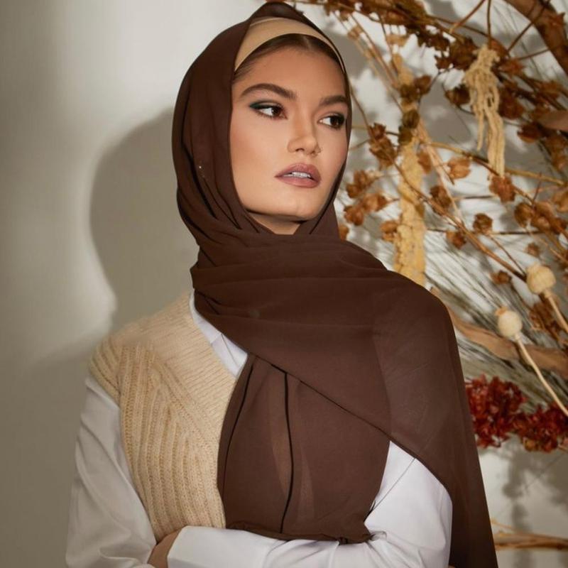 Chiffon Scarf Women Solid Color Scarf All-match Head Scarf Y5W4 ...