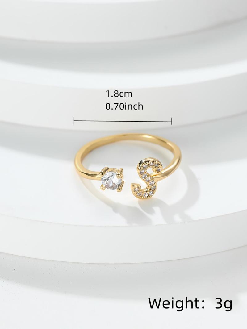 Creative Letter & Artificial Zircon Decor Cuff Engagement Ring - TikTok Shop