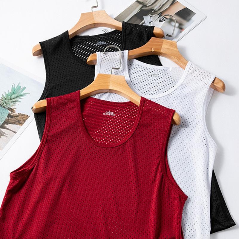 [DSGF] Men Ice Silk Mesh Shirt Summer Thin Sleeveless Sports - TikTok ...