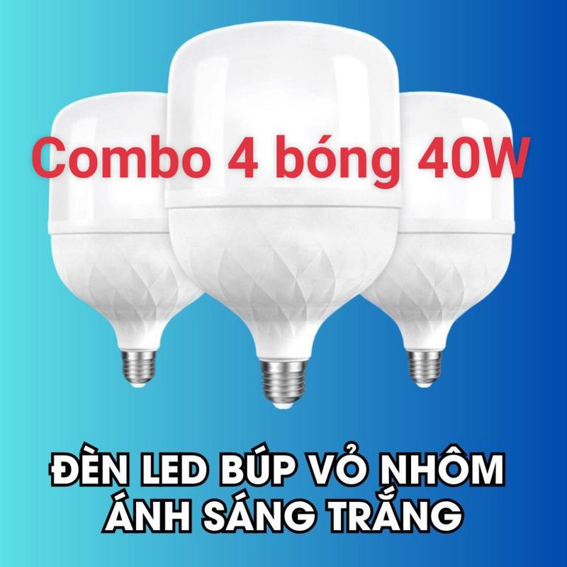 Combo 4 bóng Đèn Led 40w bóng LED Bulb Trụ tráng nhôm, ánh sáng ...
