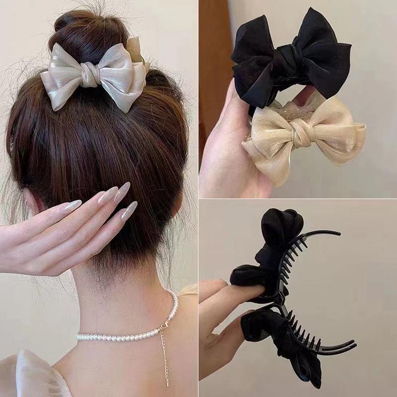 SKM Bow Hair Clip Luxury Accessories Shimmer Satin Klip Rambut L473 ...