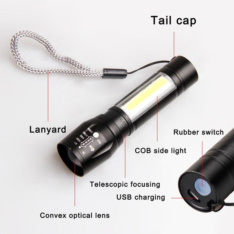Outdoor Waterproof 2in1 LED Flashlight Torch with 4 Modes Zoom - TikTok ...