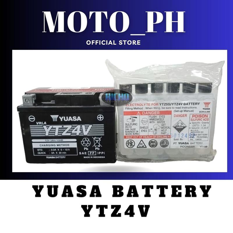 YUASA YTZ4V (12v 3Ah) Battery for Motorcycles - TikTok Shop Philippines
