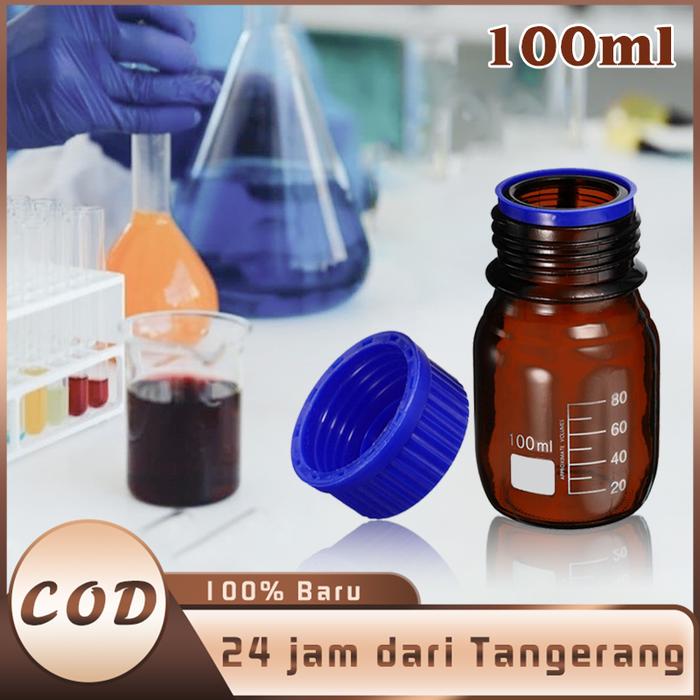 Jual Laboratory Reagent Bottle Kaca Botol Lab Amber 100ML Sampel Botol ...