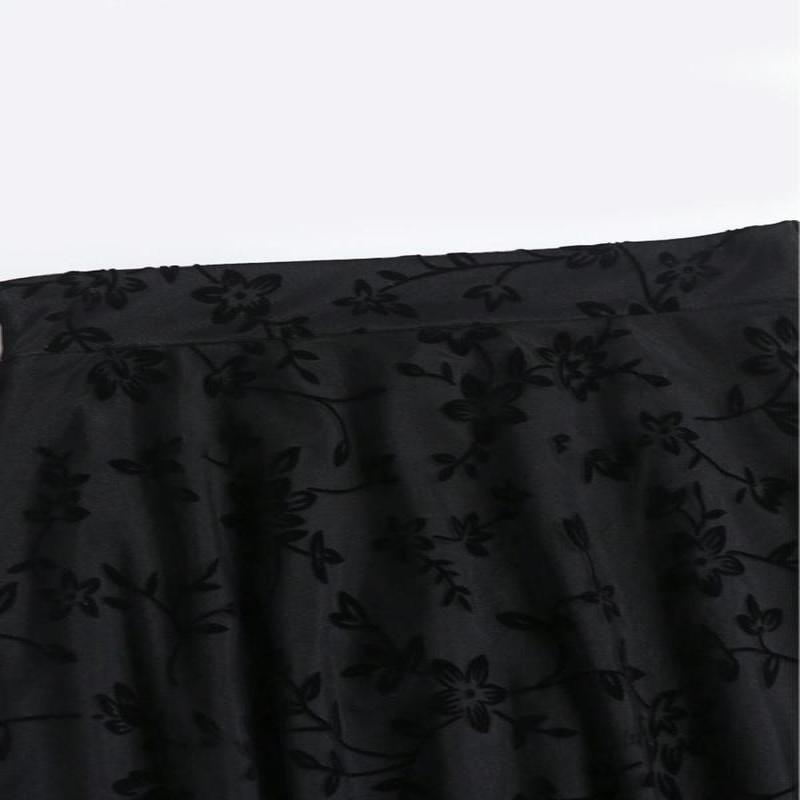 Women's Floral Embroidery Contrast Mesh A Line Skirt, Elegant Waist ...