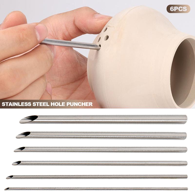 6pcs/set Stainless Steel Hole Puncher for Pottery Clay Holin - TikTok ...