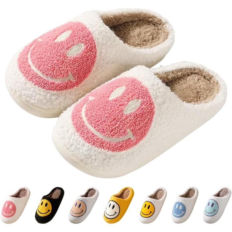Smile Face Slippers for Women Happy face slippers Retro Soft - TikTok Shop