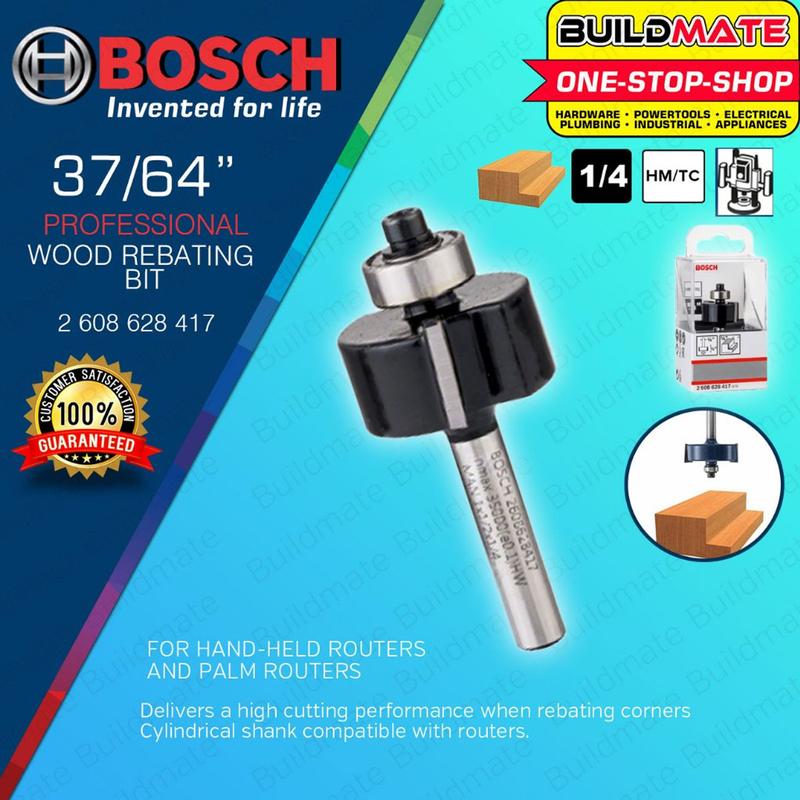 BOSCH 1/4" Rabbeting Router Bit Standard for Wood Rebating Corners ...