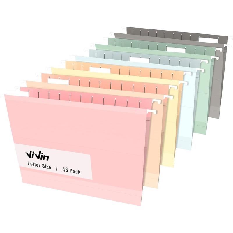 Hanging File Folders with Adjustable Tabs, 48 Pack, 1/5-Cut Design, 2 ...