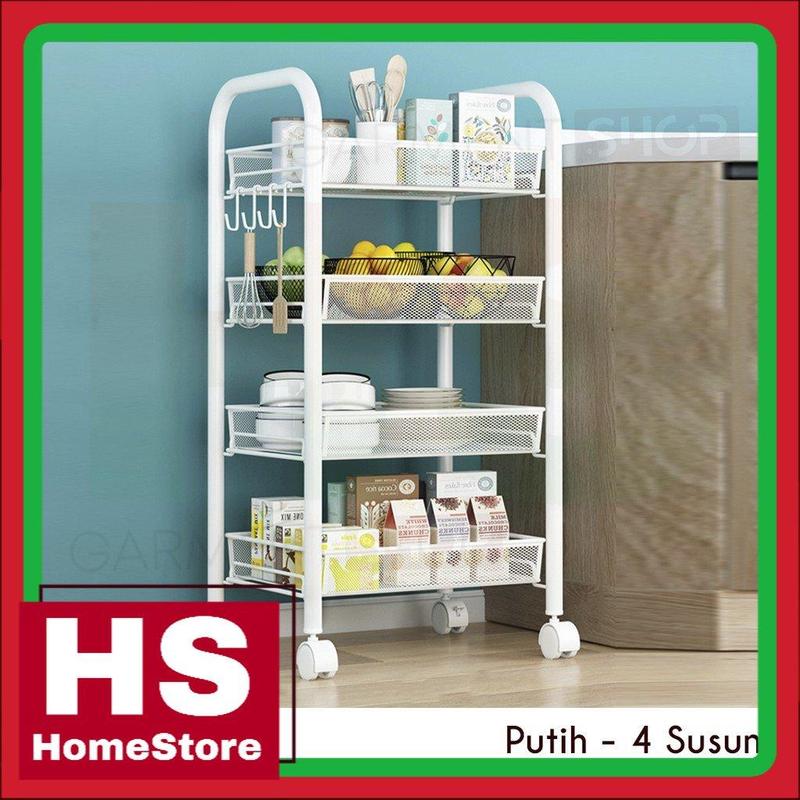 Rak Troli Lantai Serbaguna 4 Susun Beroda Aesthetic Ruang Tamu - Shop ...